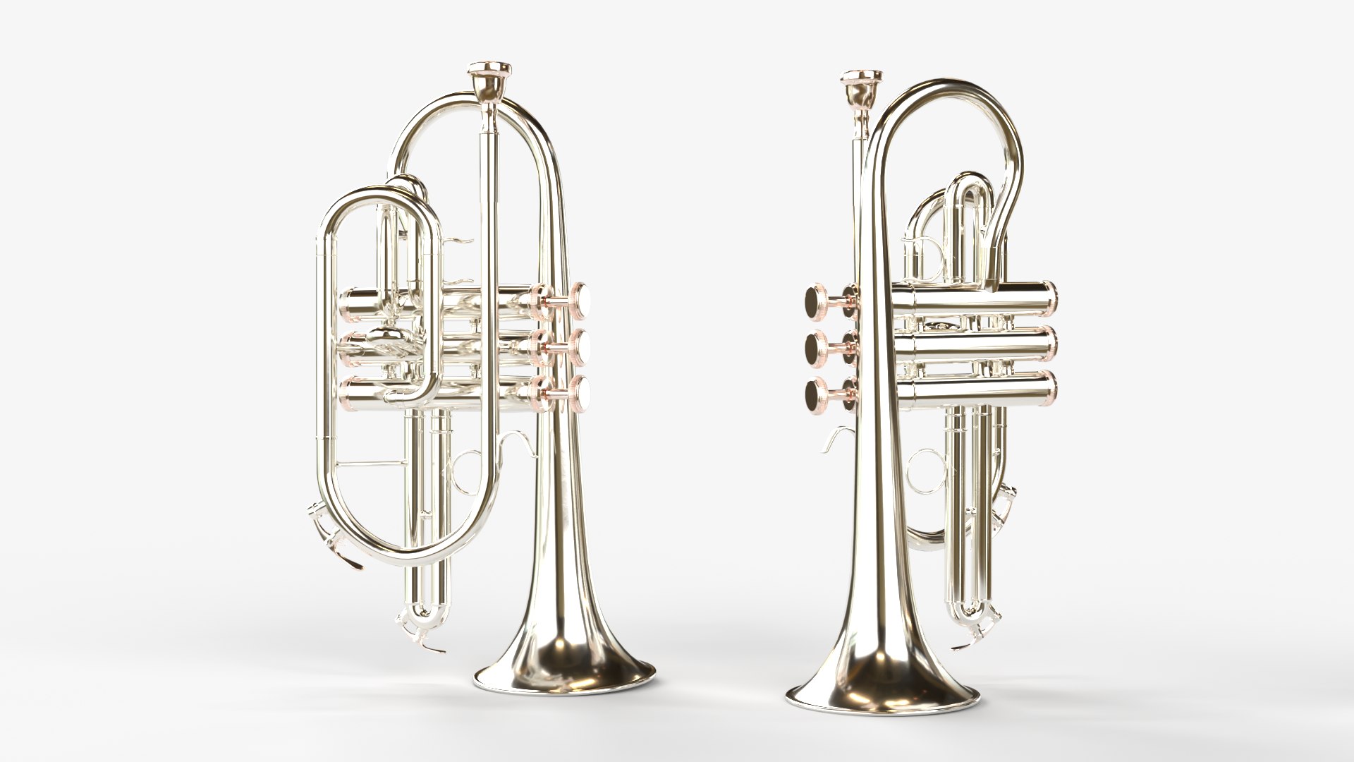 Cornet Three Types Of Materials Brass Copper And Silver 3D - TurboSquid ...