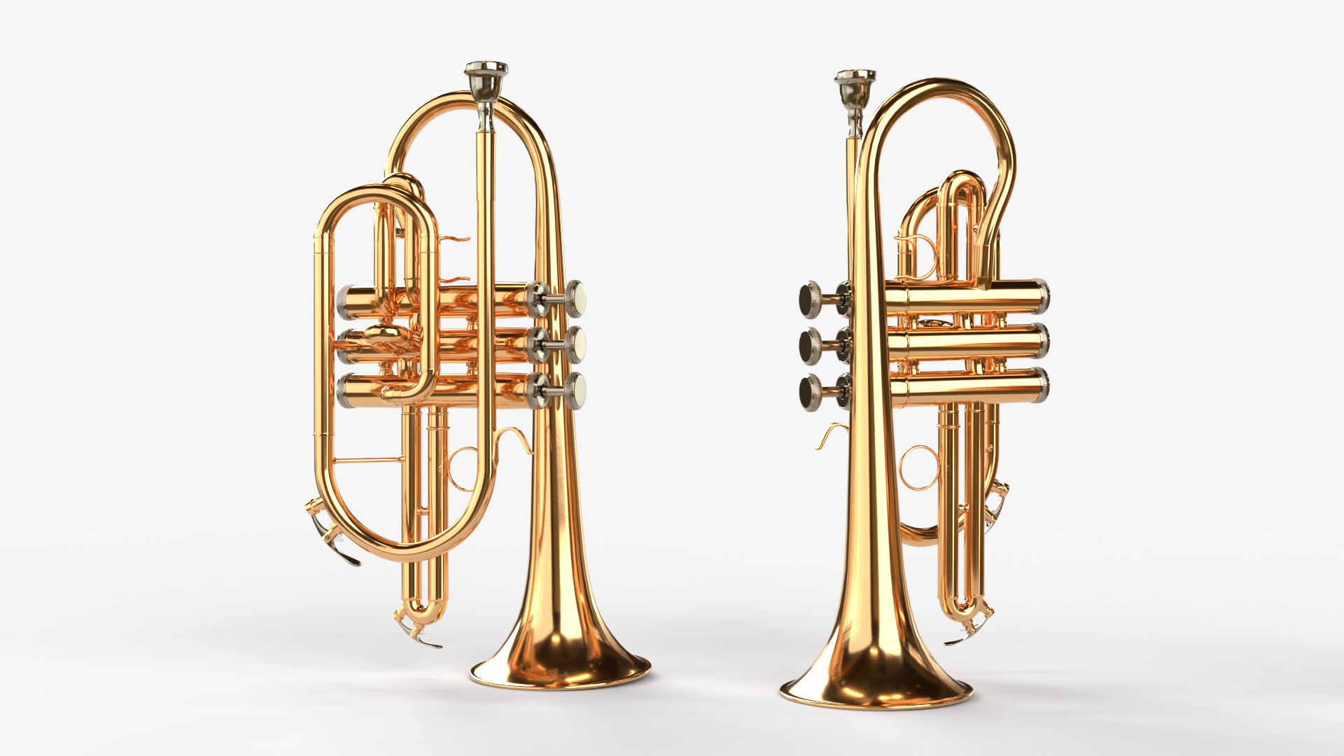 Cornet Three Types Of Materials Brass Copper And Silver 3D - TurboSquid ...