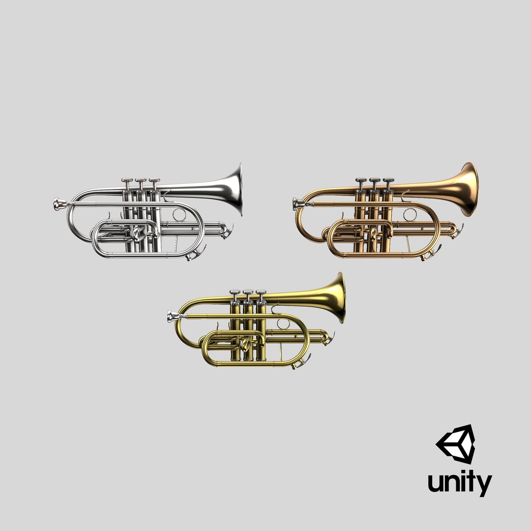 Cornet Three Types Of Materials Brass Copper And Silver 3D - TurboSquid ...