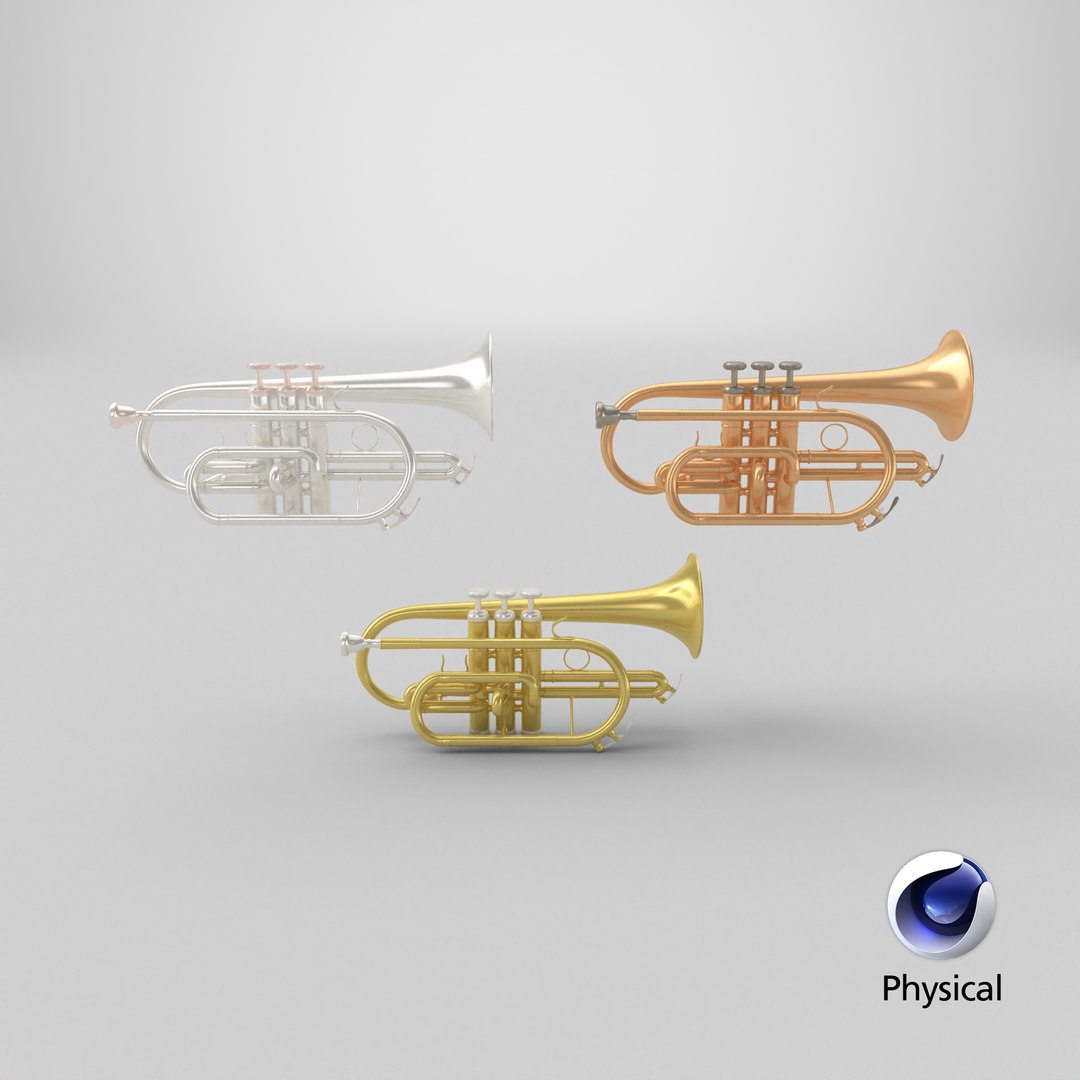 Cornet Three Types Of Materials Brass Copper And Silver 3D - TurboSquid ...