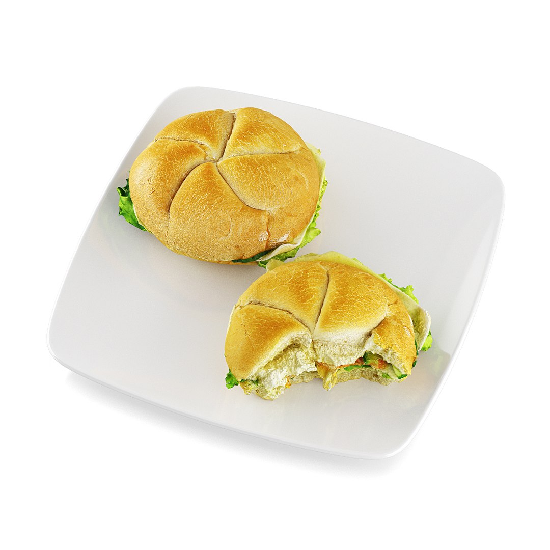 Sandwiches Kaiser Roll 3d X
