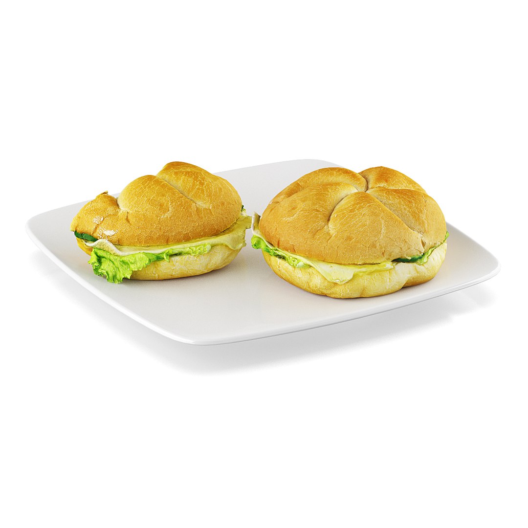 Sandwiches Kaiser Roll 3d X