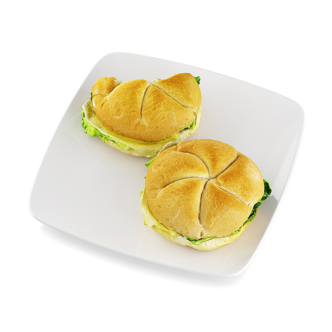 Sandwiches Kaiser Roll 3d X