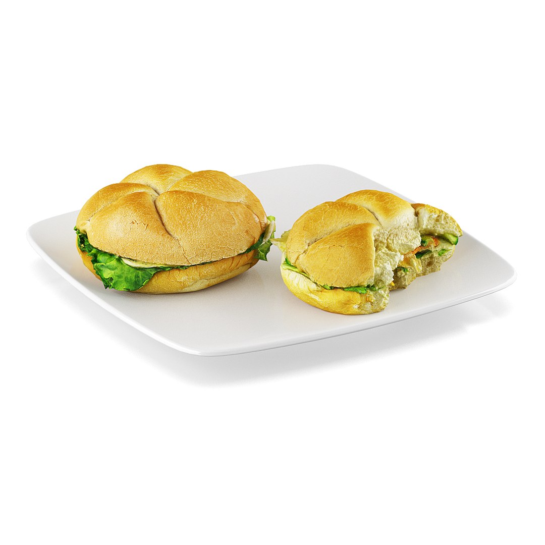 Sandwiches Kaiser Roll 3d X