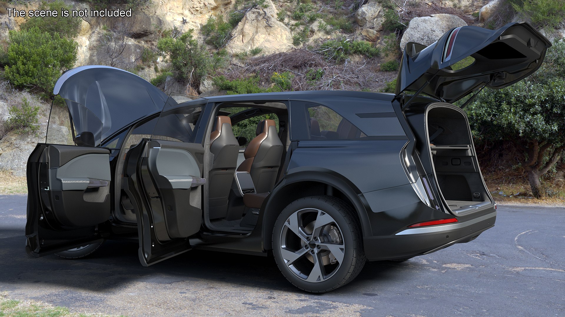 Modern Electric SUV Black Lights Off 3D Model - TurboSquid 2290495