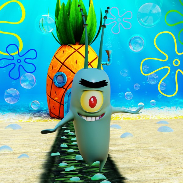 Spongebob Squarepants의 플랑크톤 - Rigged PBR Low-poly 3D 모델 3D 모델 ...
