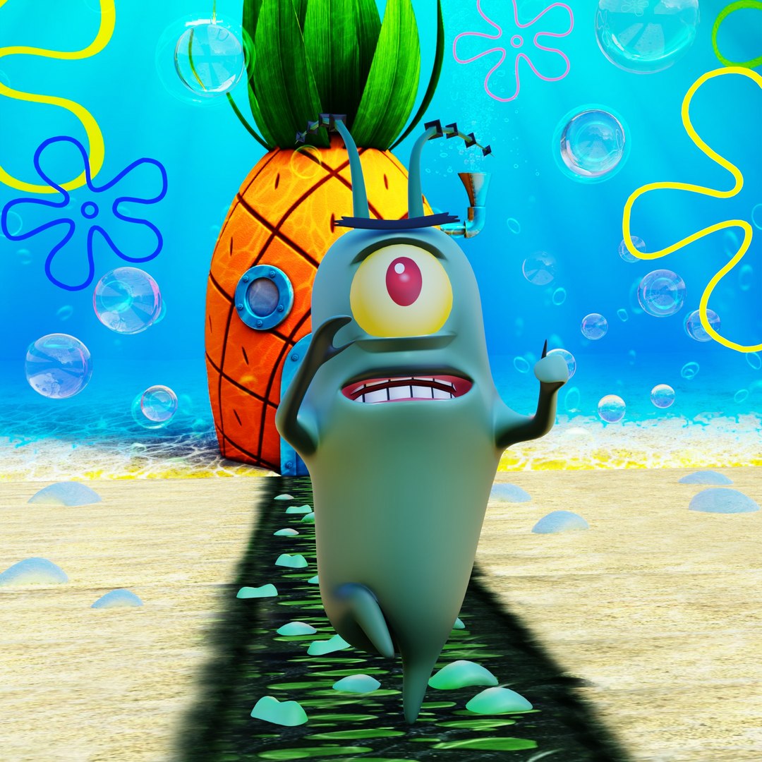 3D Model Plankton From Spongebob Squarepants - Rigged PBR Low-poly 3D ...