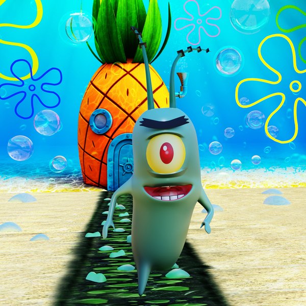 Spongebob Squarepants의 플랑크톤 - Rigged PBR Low-poly 3D 모델 3D 모델 ...