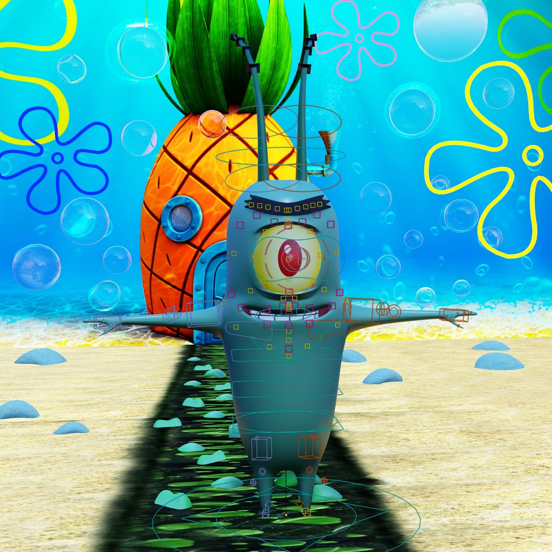3D Model Plankton From Spongebob Squarepants - Rigged PBR Low-poly 3D ...
