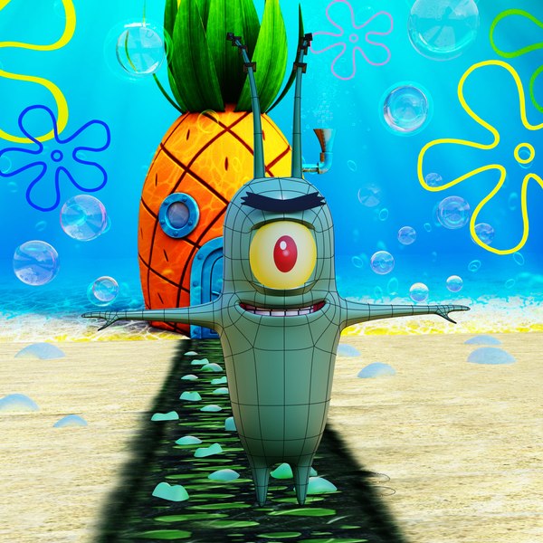 Spongebob Squarepants의 플랑크톤 - Rigged PBR Low-poly 3D 모델 3D 모델 ...