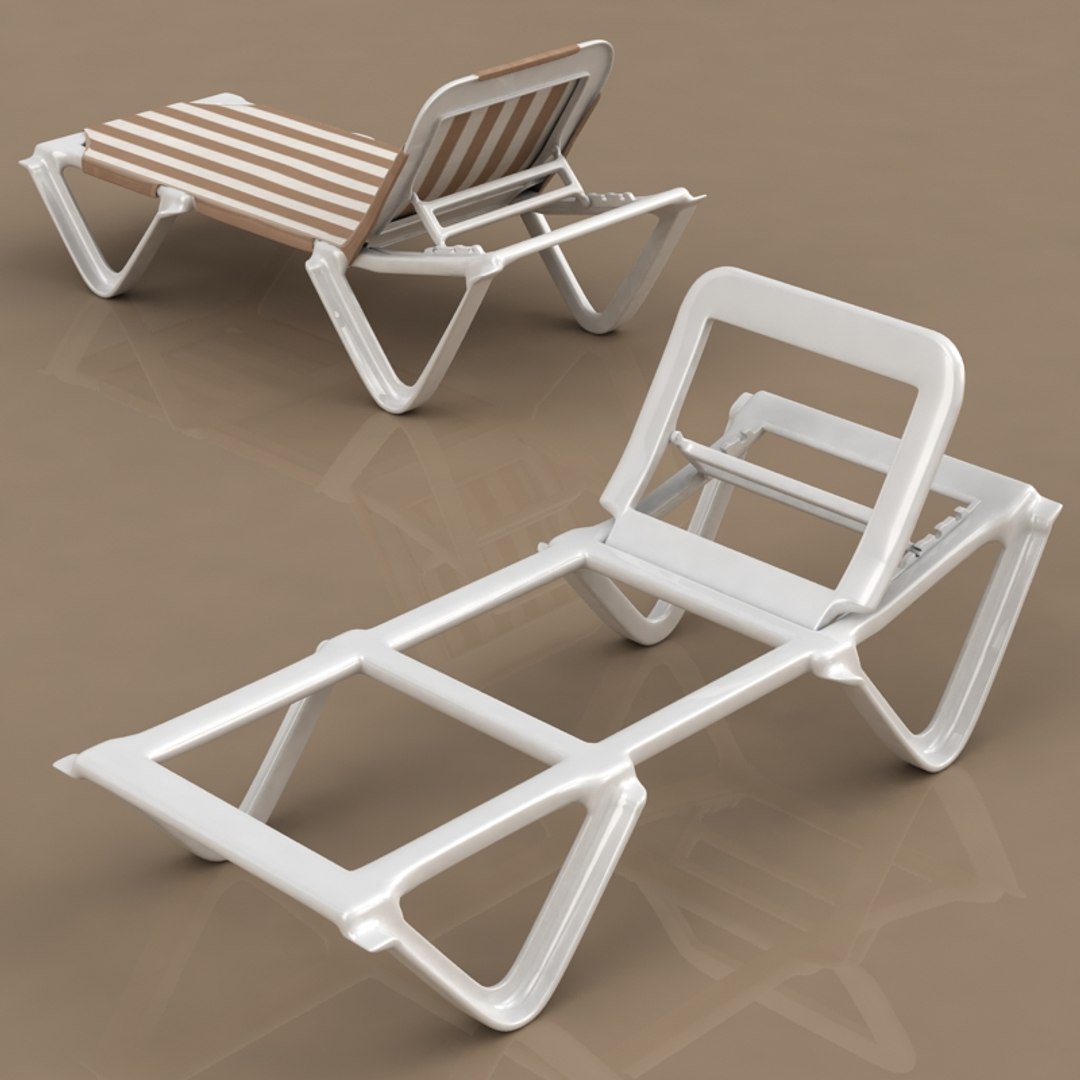 Sunbathing Beach Chair Umbrella 3d Model