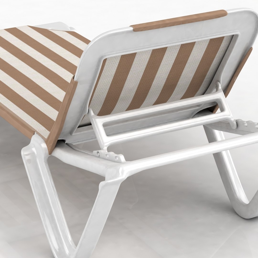 Sunbathing Beach Chair Umbrella 3d Model
