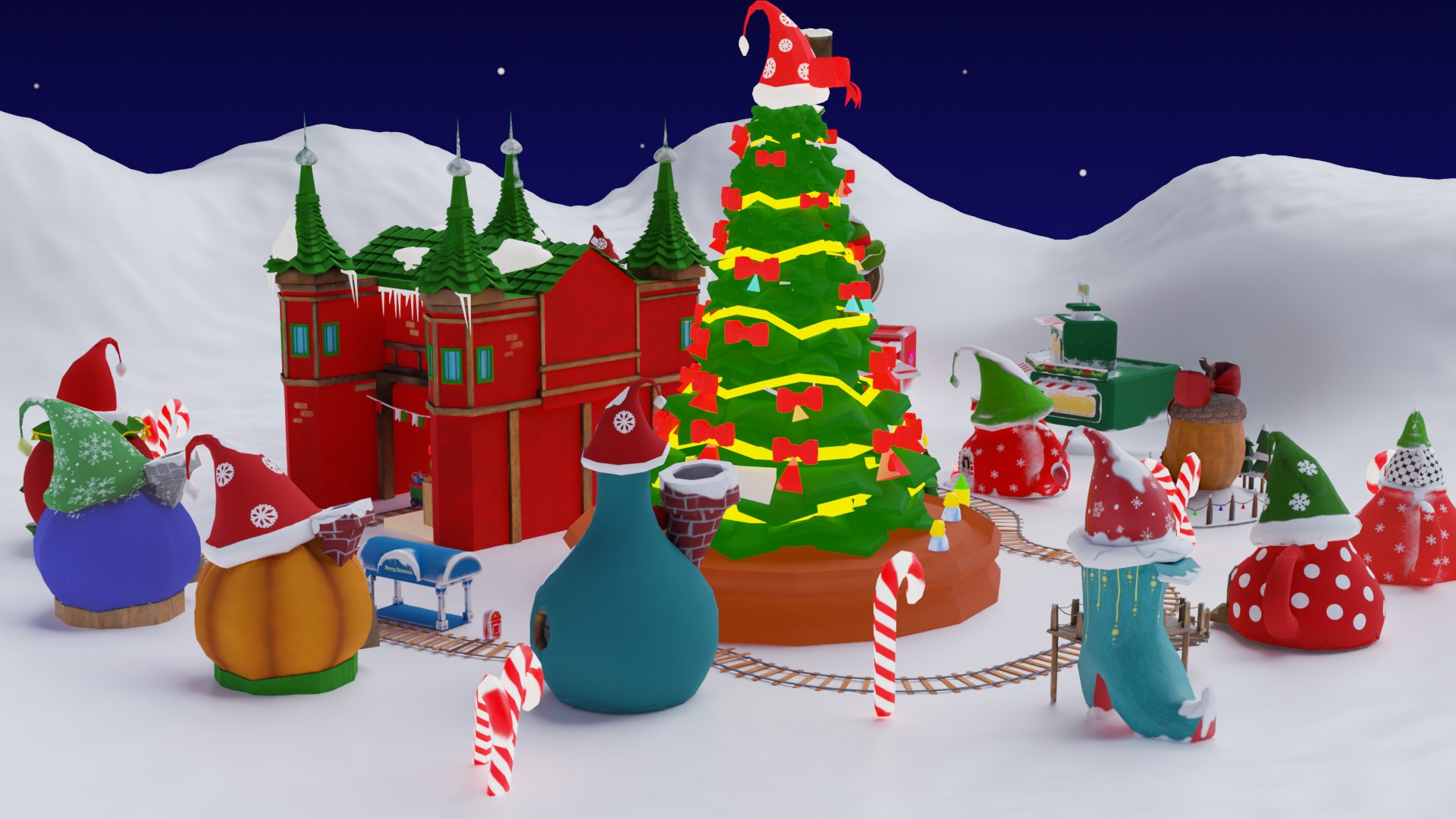 3D Christmas City Environment Pack Model - TurboSquid 1992367