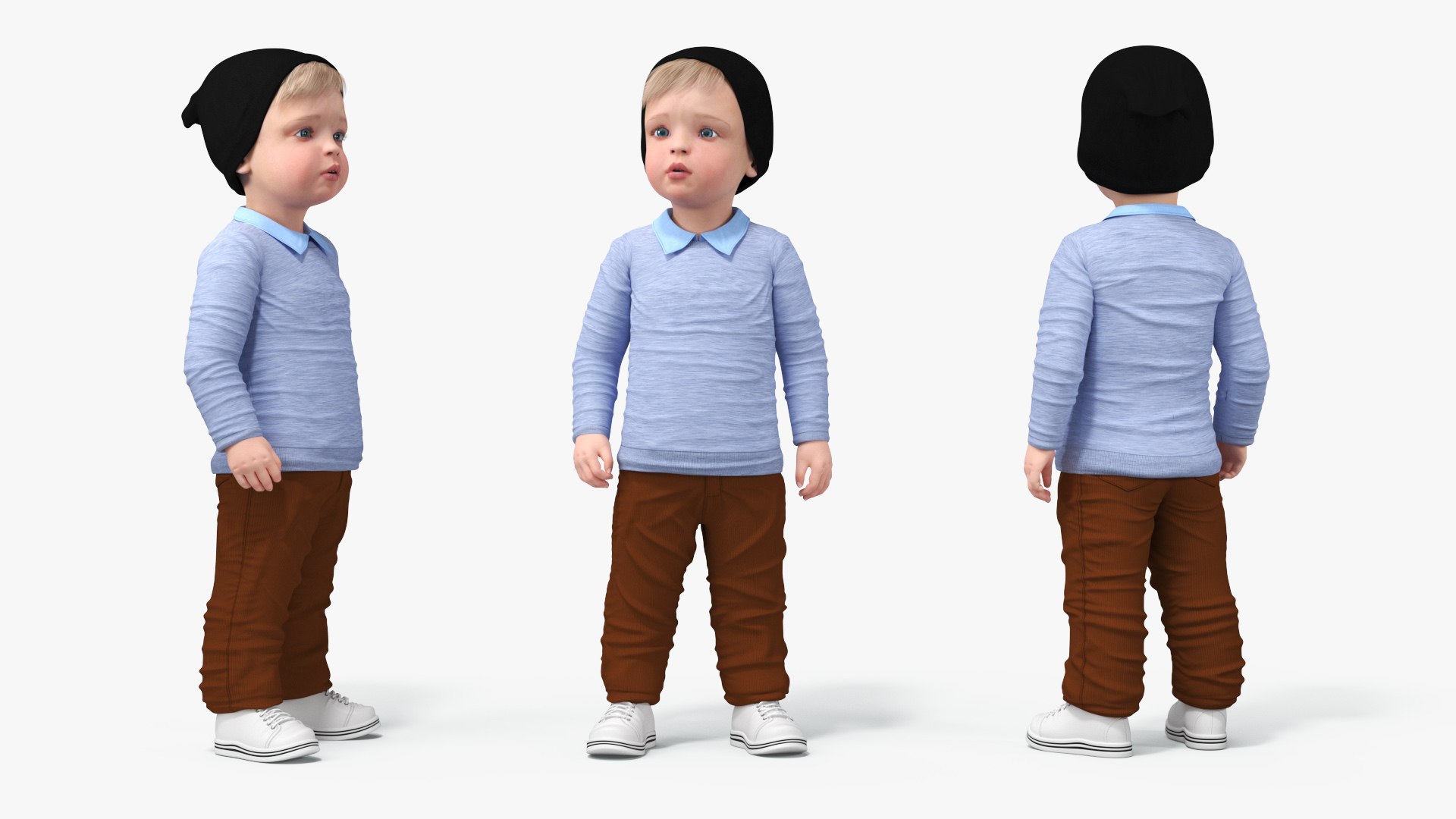 3D Child In Fall Clothes Standing Pose - TurboSquid 2269970