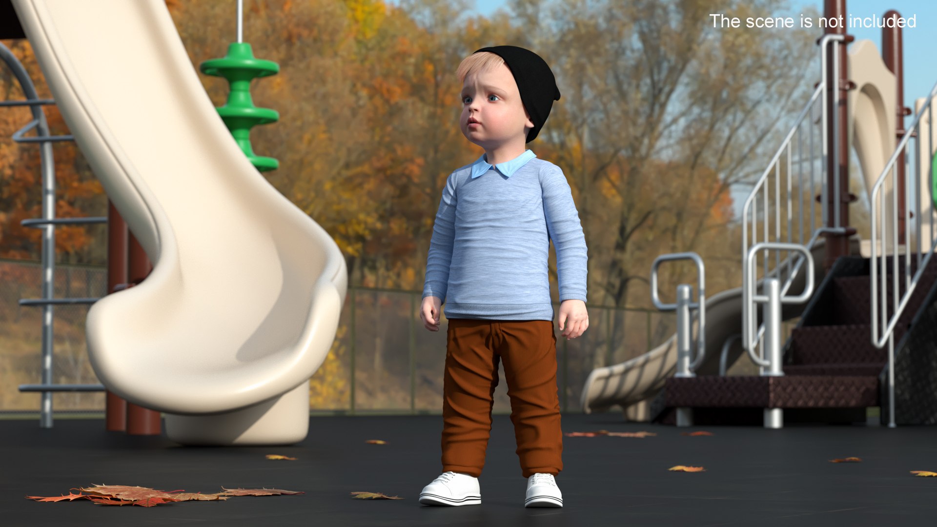 3D Child In Fall Clothes Standing Pose - TurboSquid 2269970
