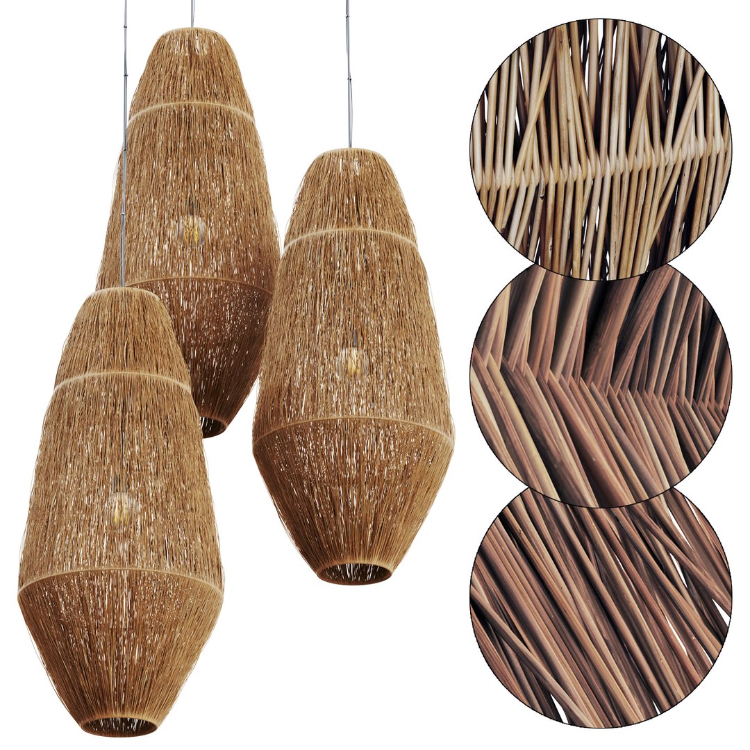 3D Model Lamp Wicker N38 - TurboSquid 2095793