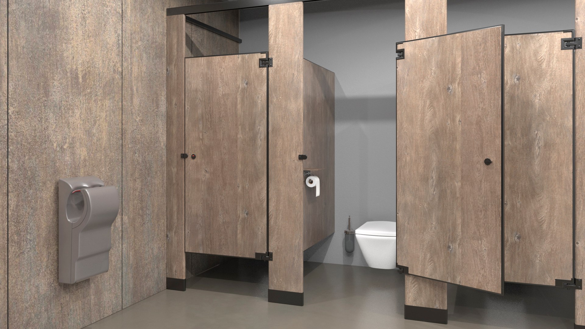 3D Public Restroom Interior Dark - TurboSquid 2402363
