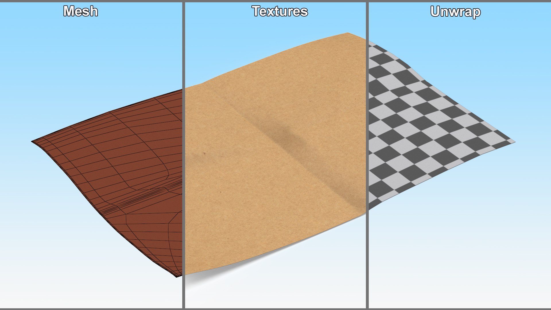 Kraft Paper Sheet Folded In Four 3D Model - TurboSquid 1994212