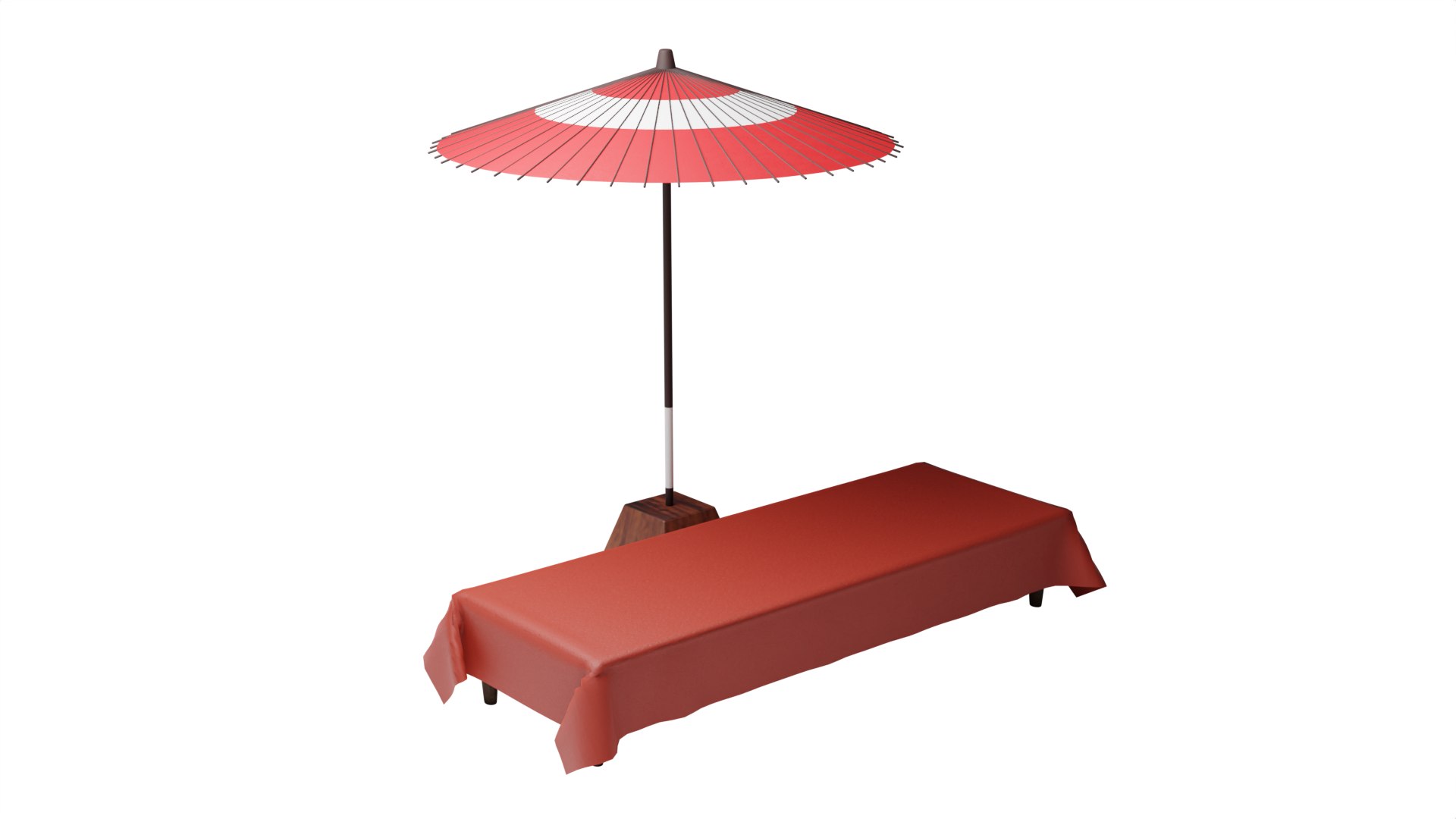Japanese Umbrella And Bench 3D - TurboSquid 2164013