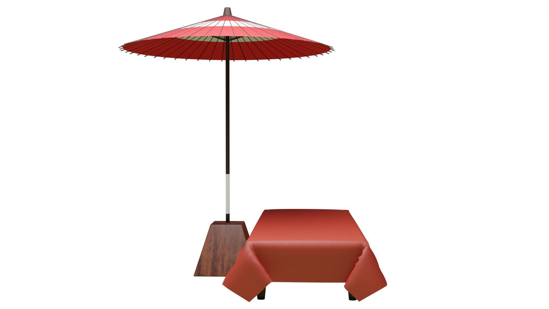 Japanese Umbrella And Bench 3D - TurboSquid 2164013