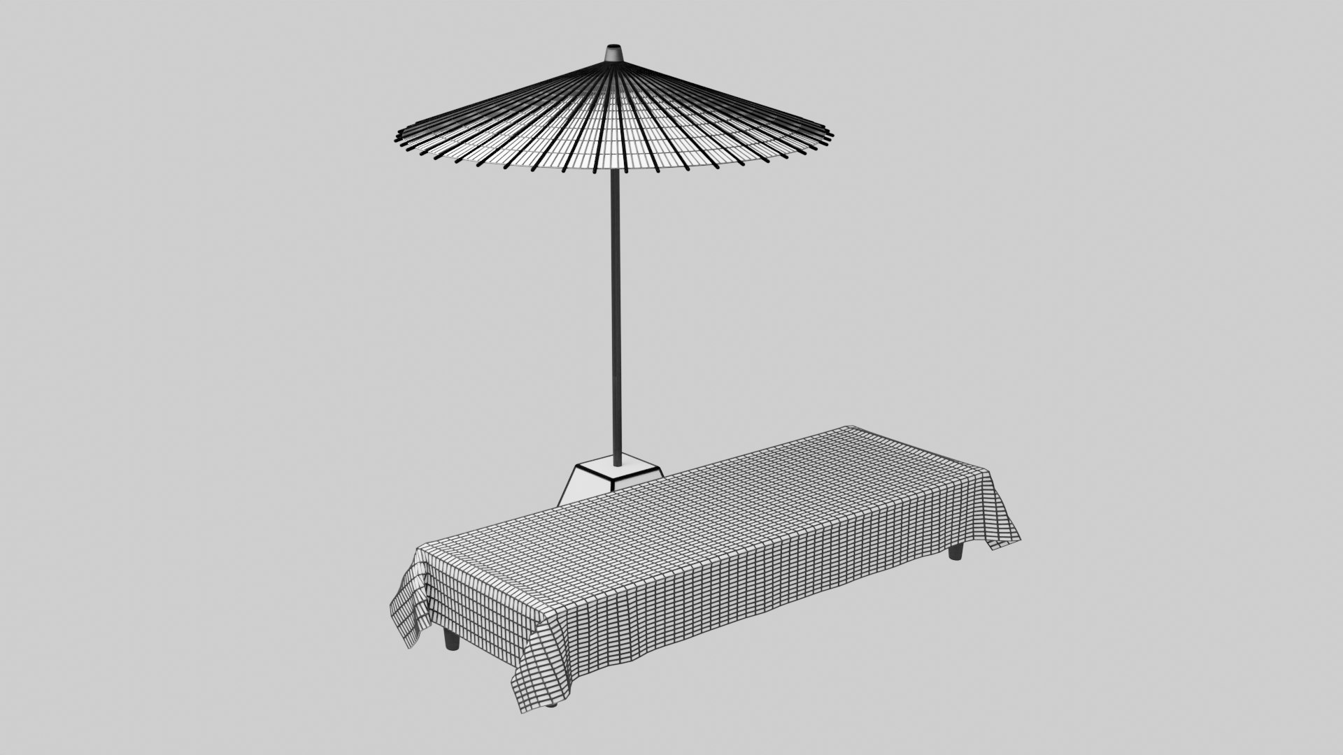 Japanese Umbrella And Bench 3D - TurboSquid 2164013