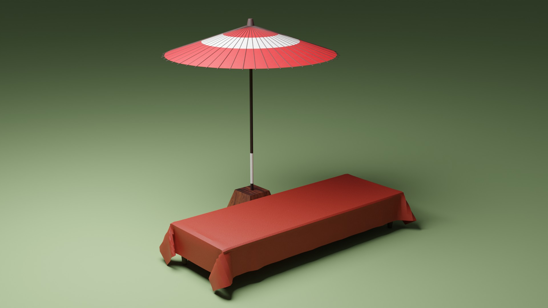 Japanese Umbrella And Bench 3D - TurboSquid 2164013