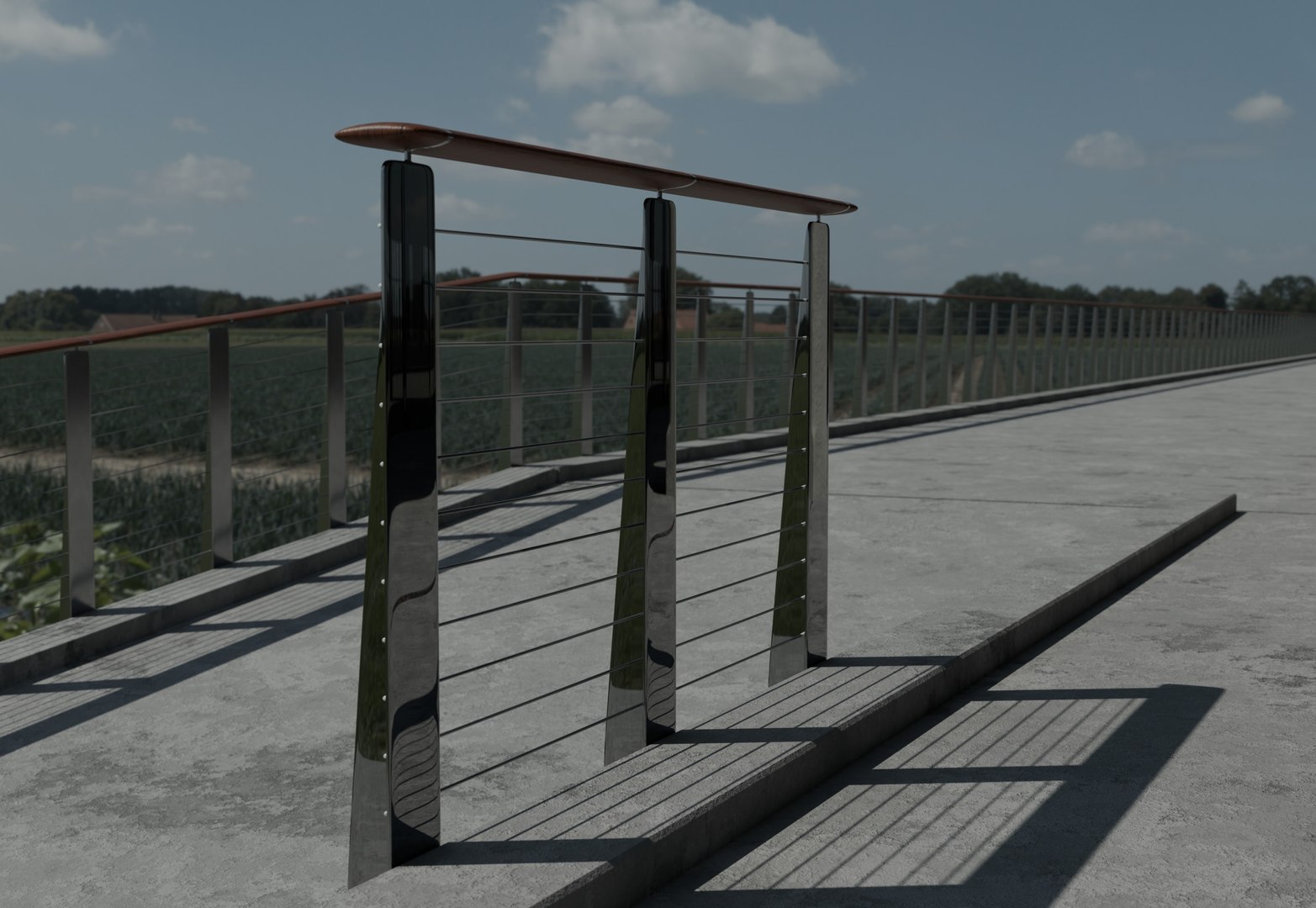 Modern Wallmounted Outdoor Railing 3D - TurboSquid 2347578