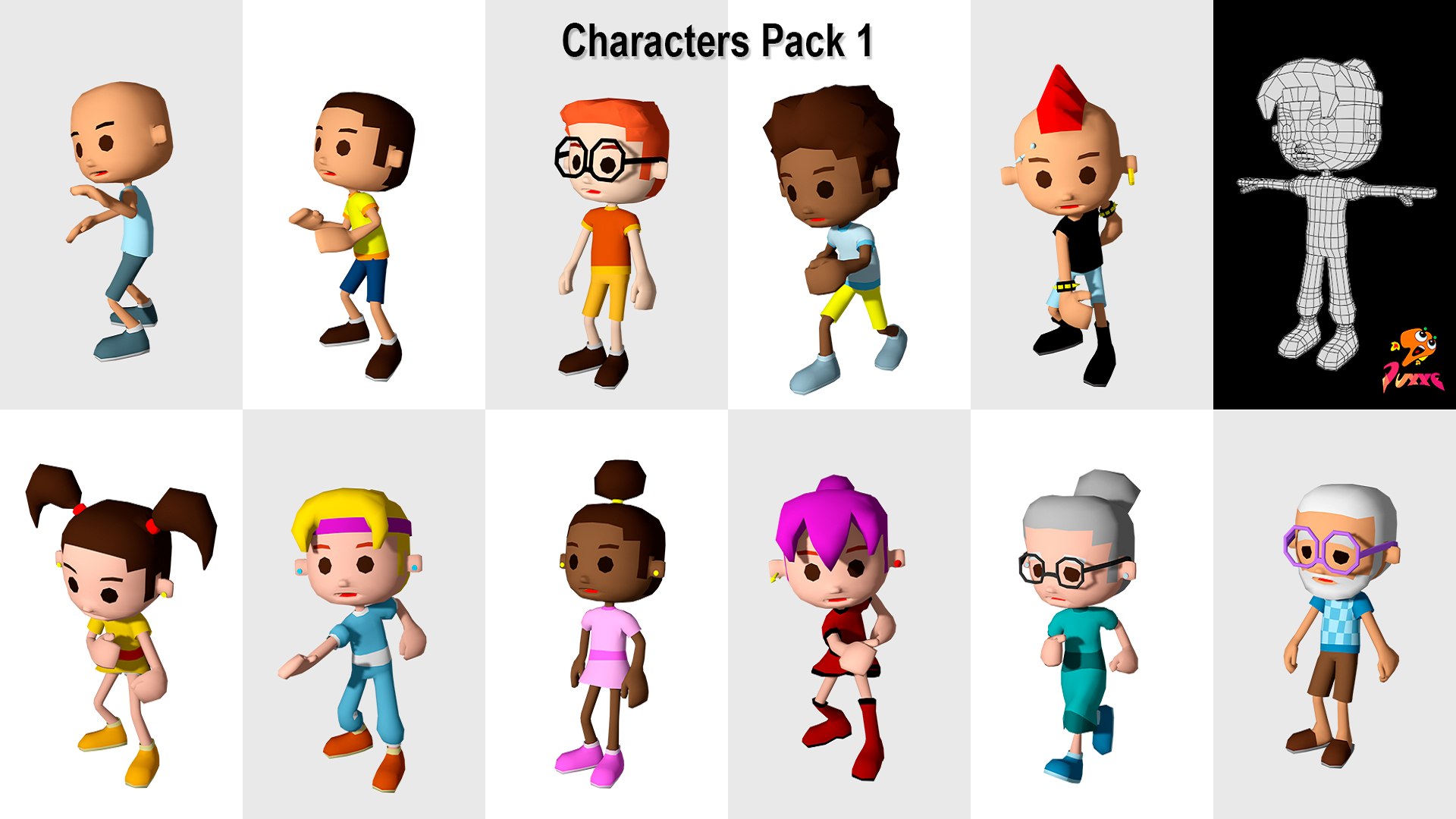22 Characters - FBX - With Animations - 3D Low Poly - Packs V1 Model ...