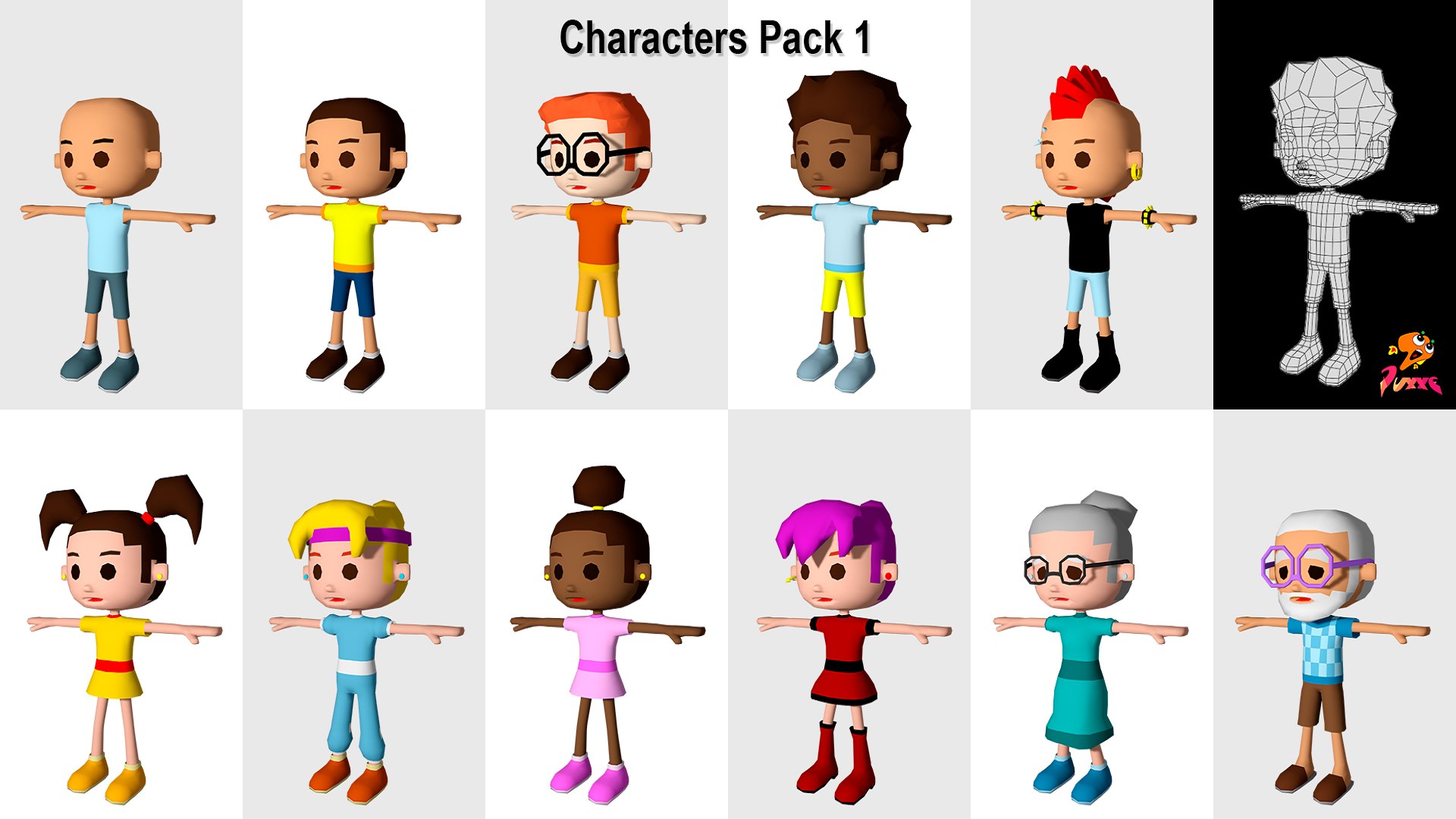 22 Characters - FBX - With Animations - 3D Low Poly - Packs V1 Model ...