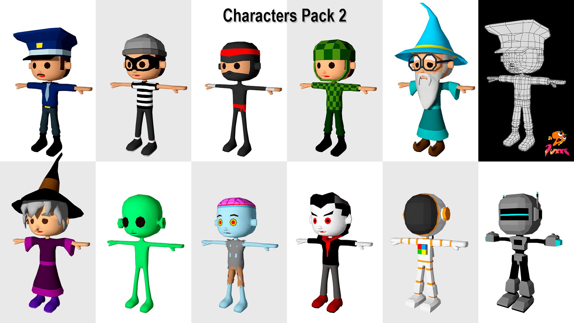 22 Characters - FBX - With Animations - 3D Low Poly - Packs V1 Model ...