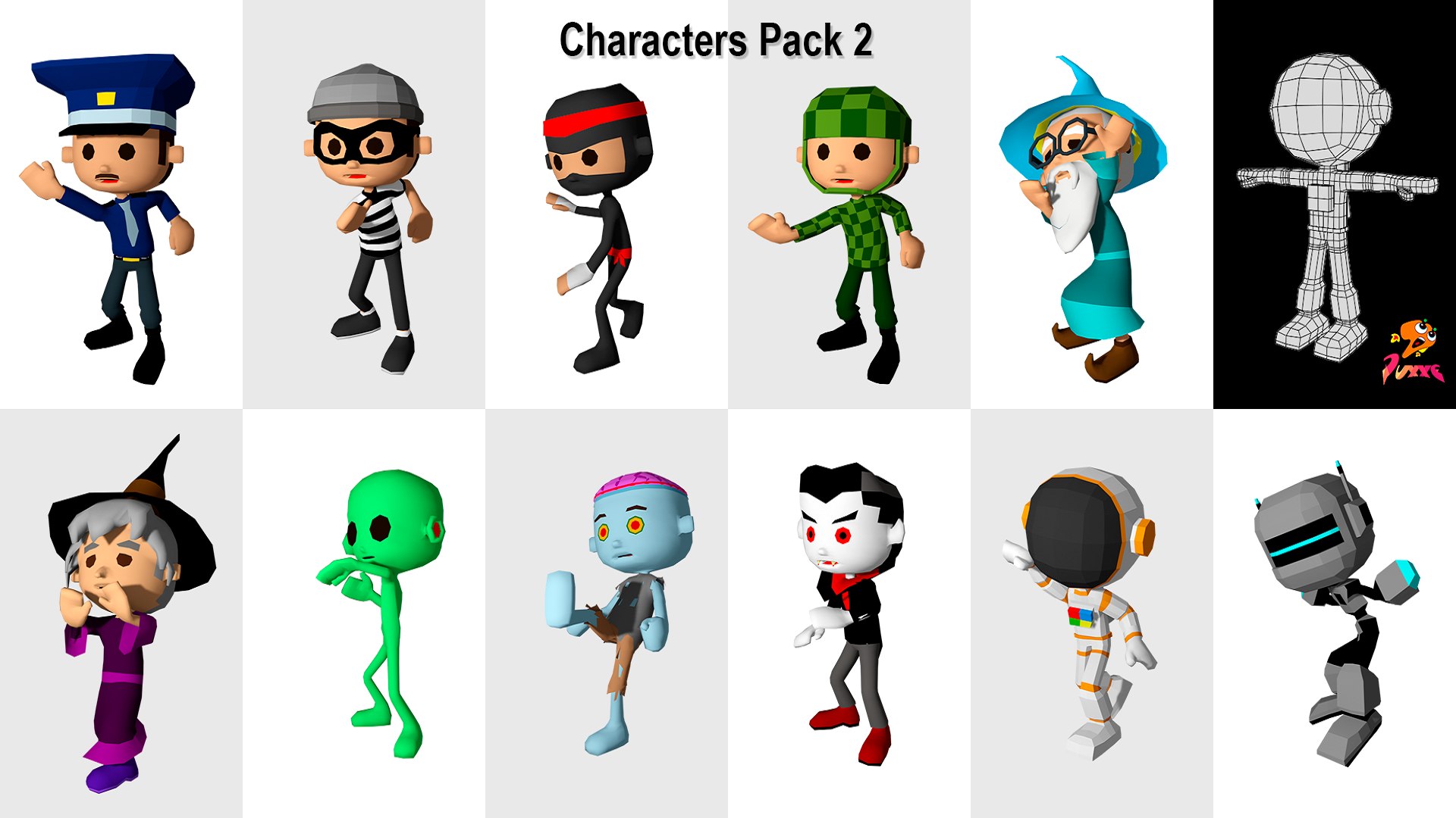 22 Characters - FBX - With Animations - 3D Low Poly - Packs V1 Model ...