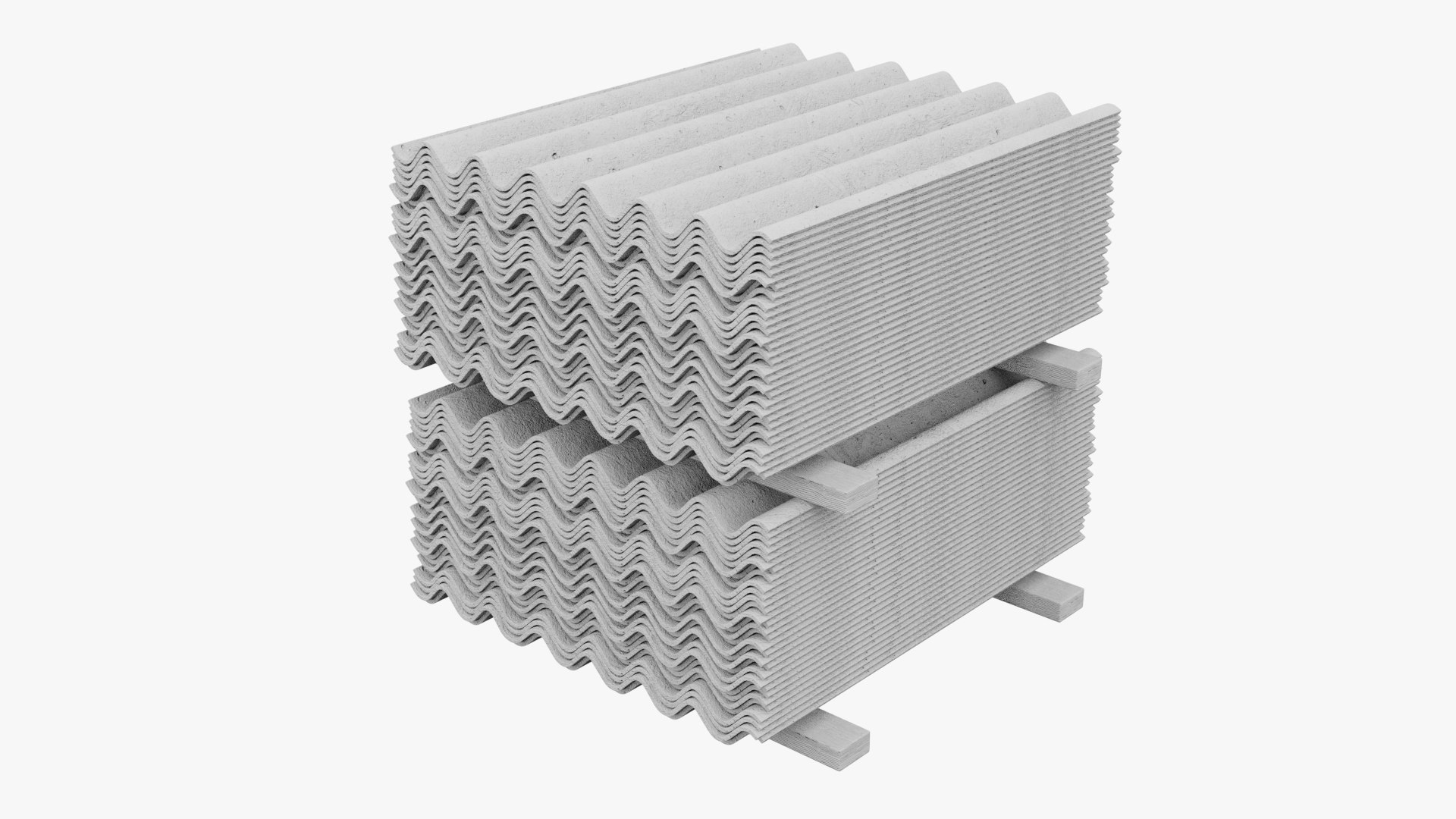3D Concrete Roof Tiles On Wood Planks - TurboSquid 2256312