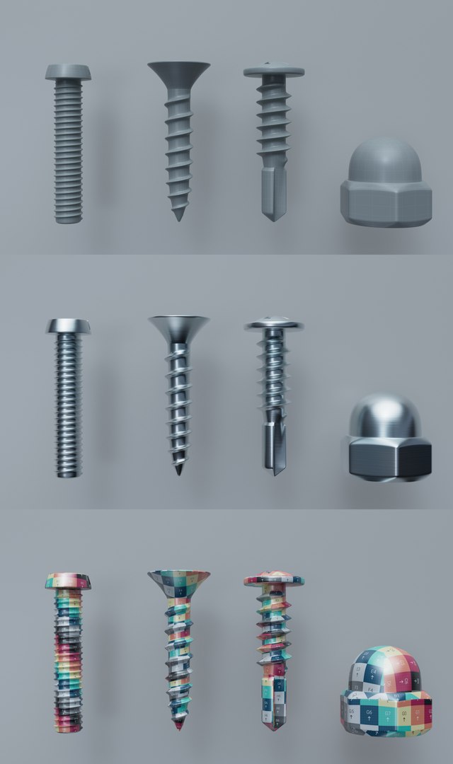 3D Screws And Nuts 20pieces - TurboSquid 2258809