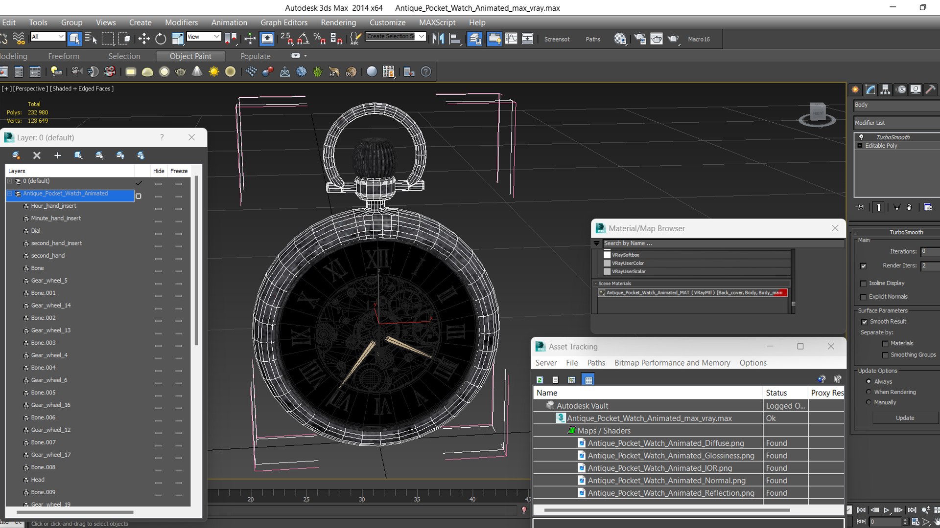 Antique Pocket Watch Animated 3D - TurboSquid 2274853