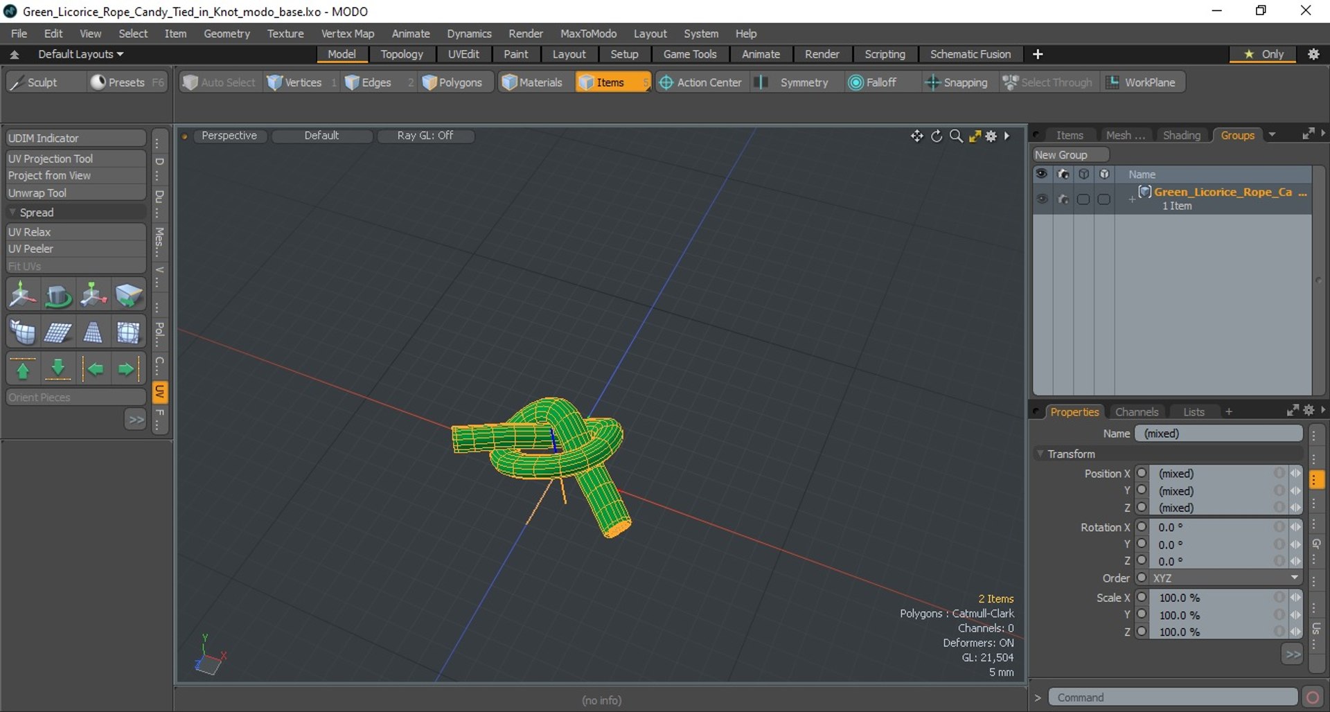 3D Green Licorice Rope Candy Tied in Knot model - TurboSquid 1731384