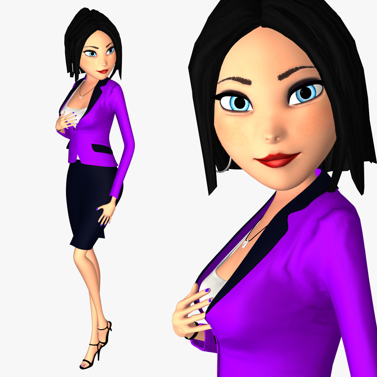 chloe cartoon girl 3d model