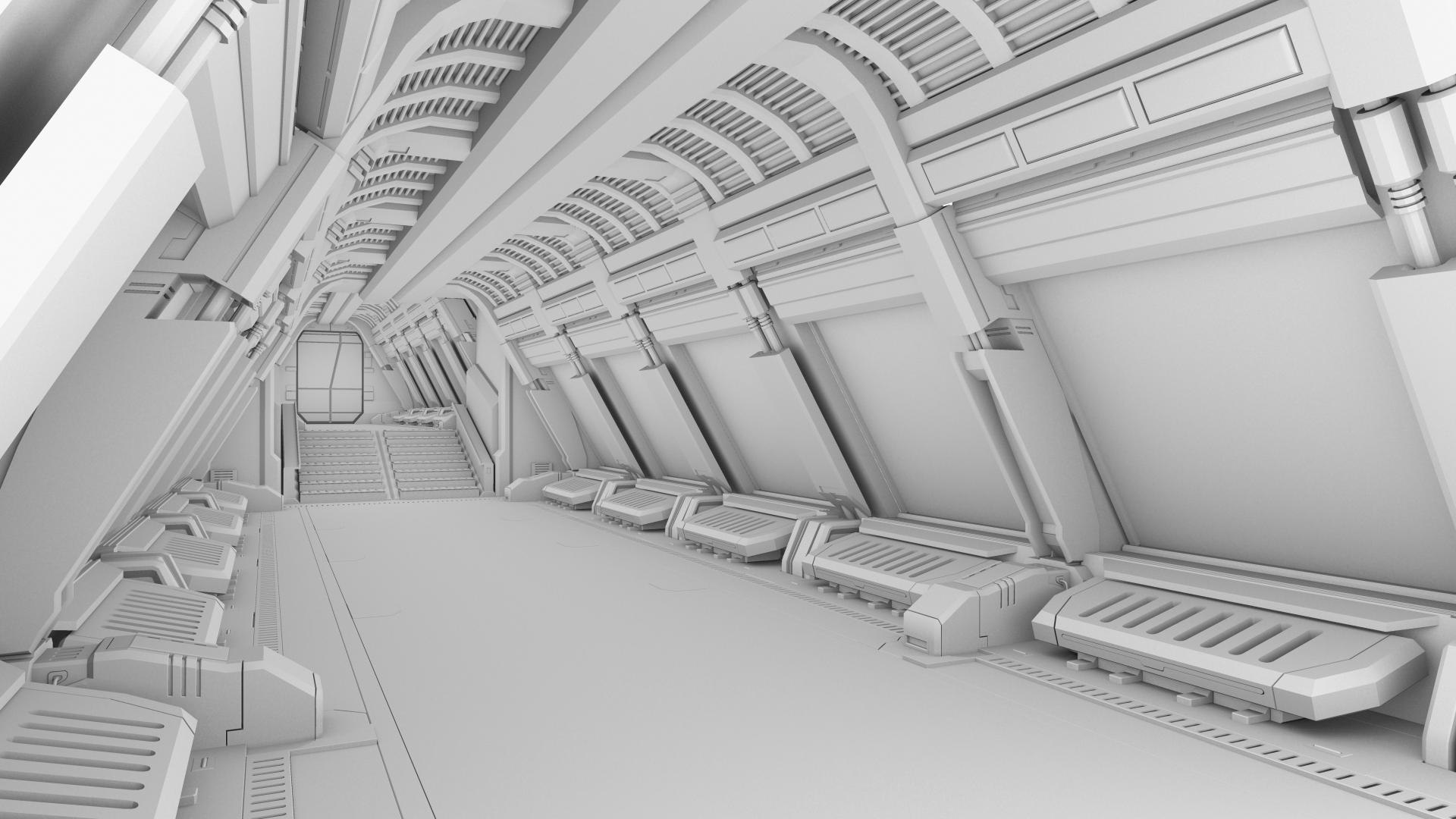 spaceship corridor 2 3d model