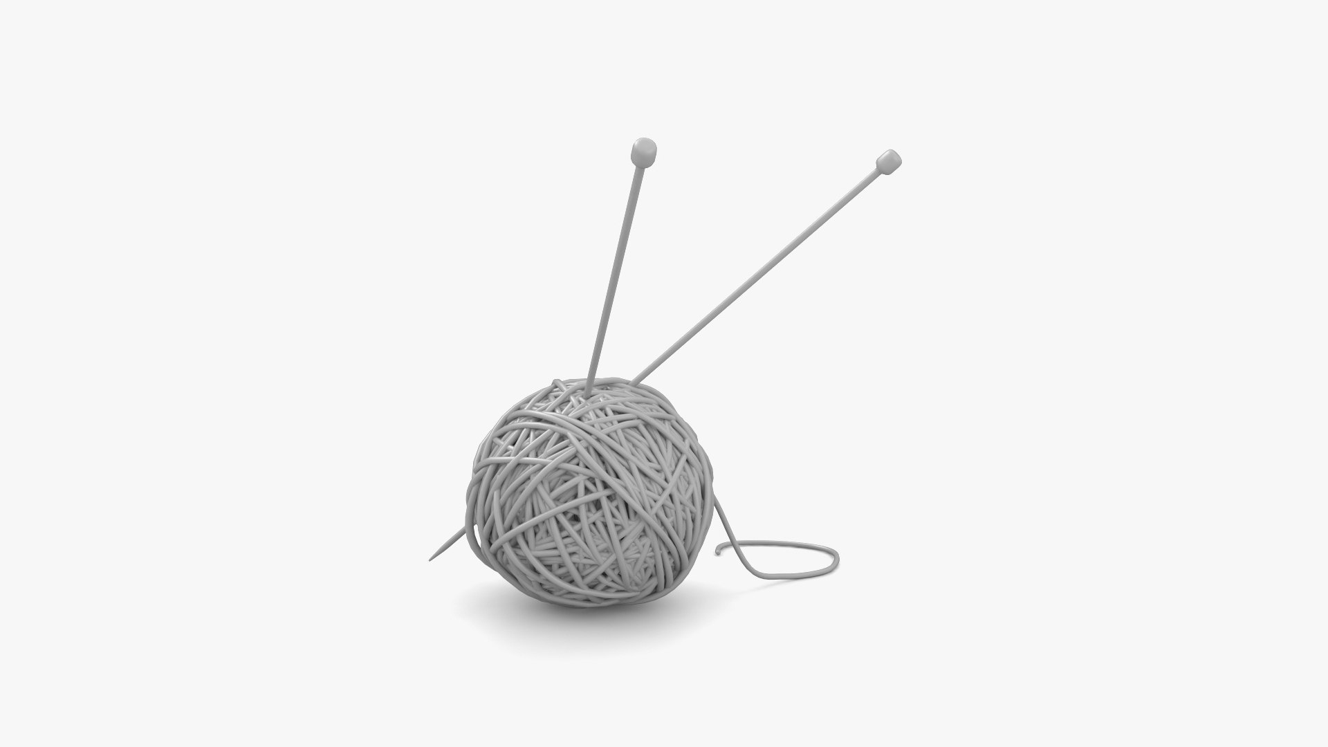 Wool Yarn With Knitting Needles 3D model - TurboSquid 2155165