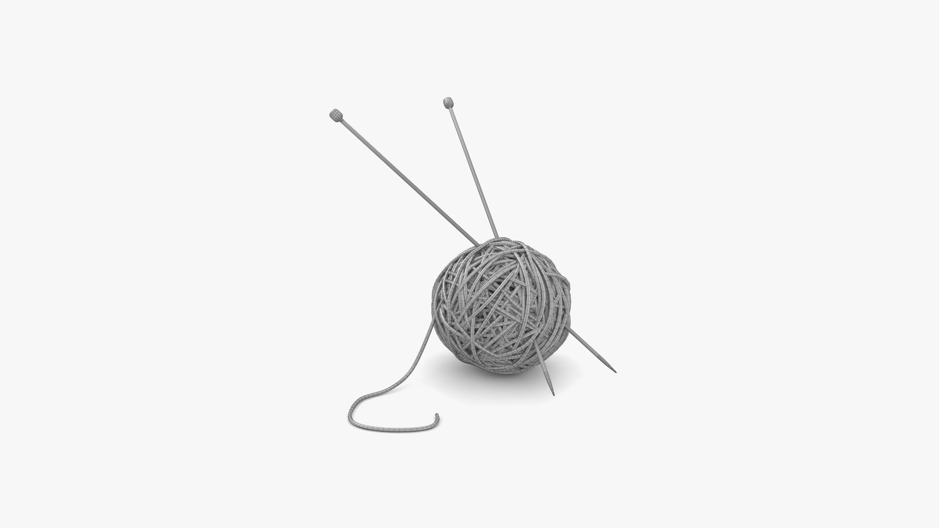 Wool Yarn With Knitting Needles 3D model - TurboSquid 2155165