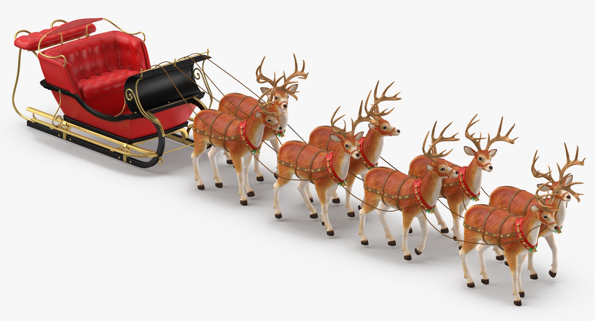 3D Sleigh Reindeers Standing Model - TurboSquid 1235421