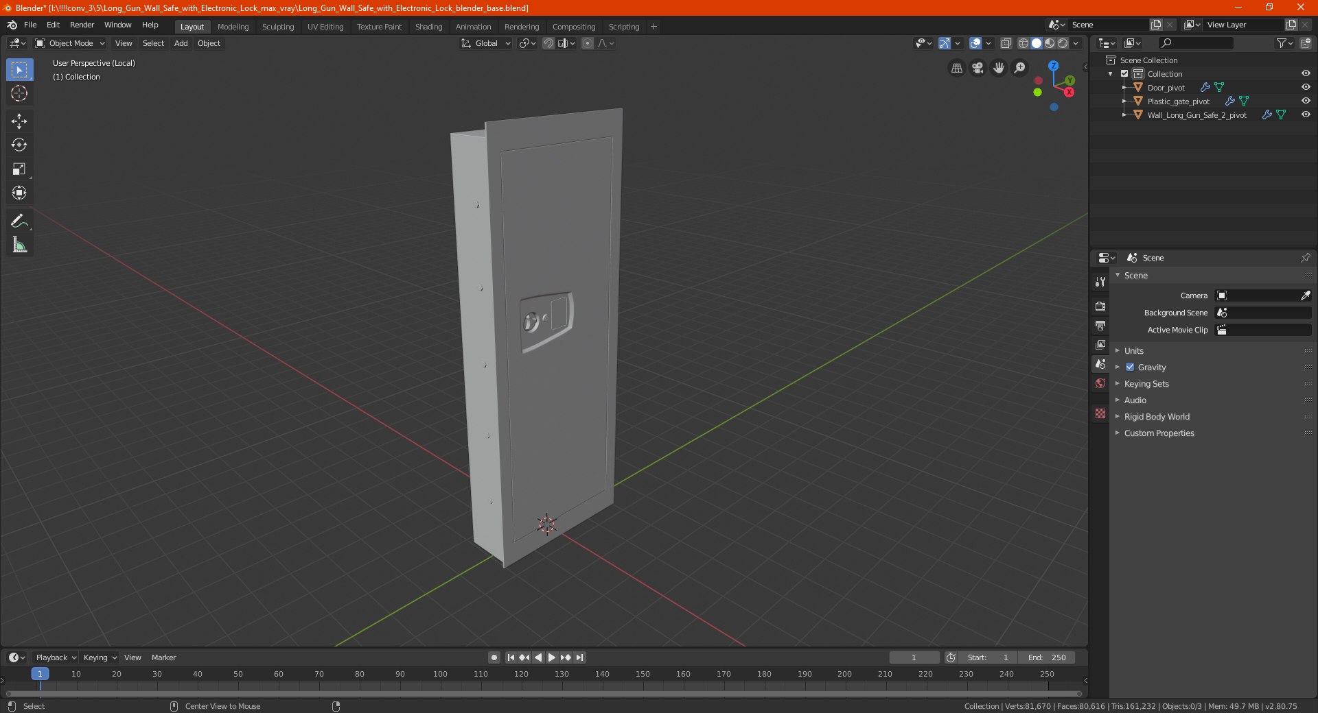 Long Gun Wall Safe with Electronic Lock 3D model - TurboSquid 1886766