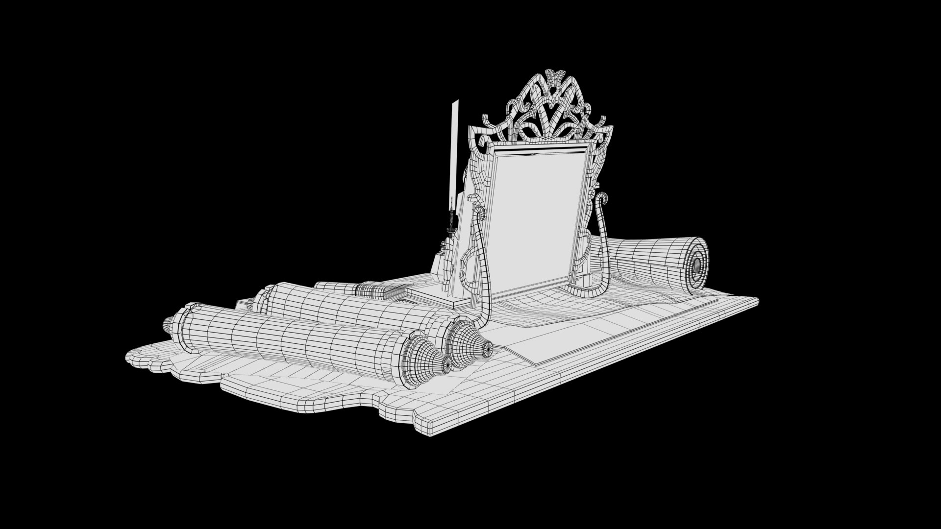3D Stylized Writer Table With Accessories Model - TurboSquid 1845339