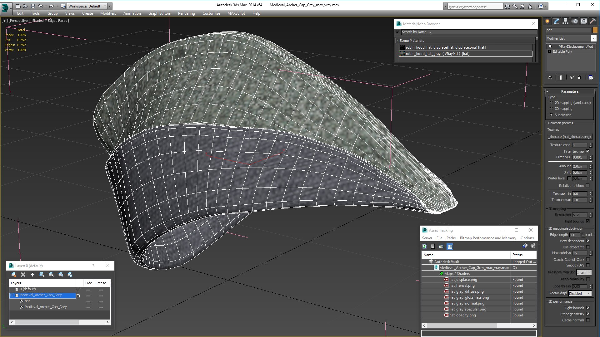 Medieval Archer Cap Grey 3D Model - TurboSquid 1587823
