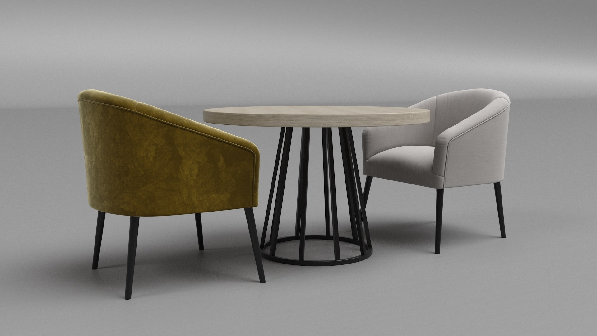 3D Model Modern Pomeroy Barrel Chair With Round Table - TurboSquid 2314217