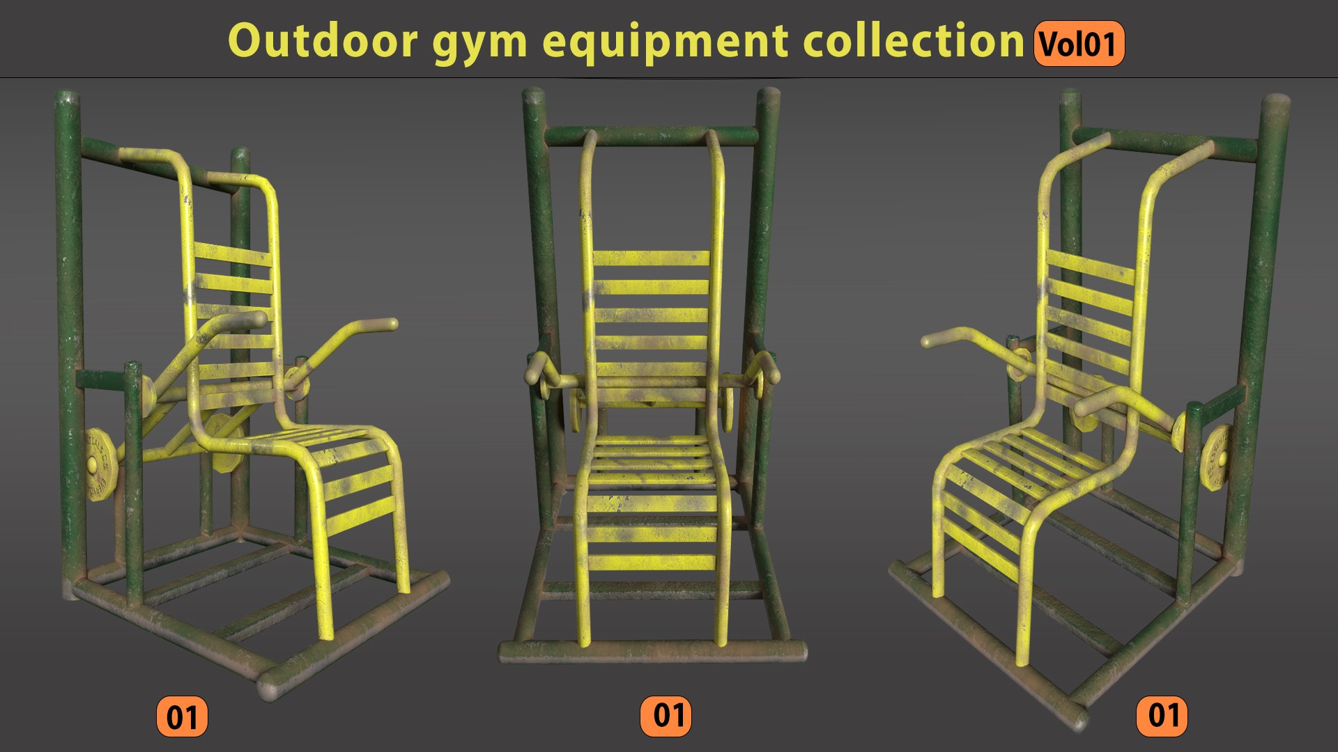 3D Model Outdoor Gym Equipment Collectionvol01 - TurboSquid 1953231