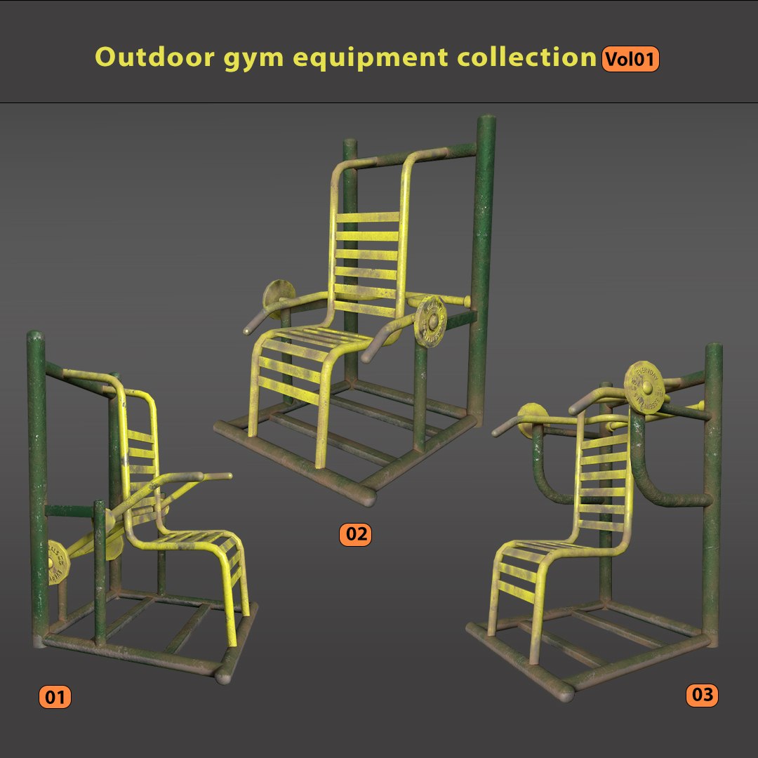 3D Model Outdoor Gym Equipment Collectionvol01 - TurboSquid 1953231