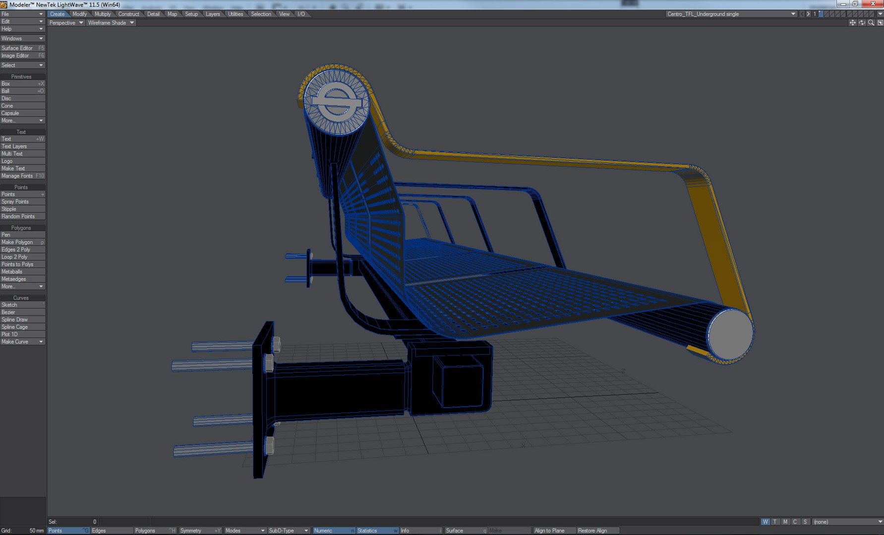 bench centro underground 3d model