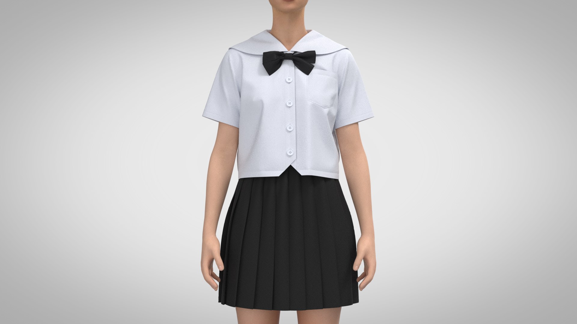 Sailor Collar School Uniform 2 3D Model - TurboSquid 1897793