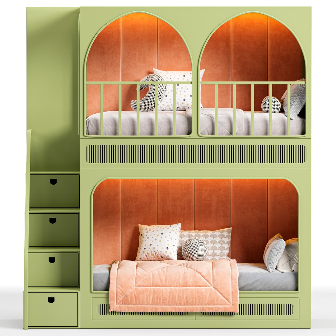 Designer Two Level Bed Kids Room 3D Model - TurboSquid 2173356