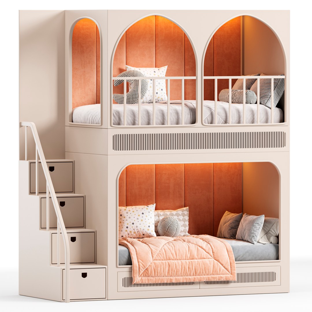 Designer Two Level Bed Kids Room 3D Model - TurboSquid 2173356